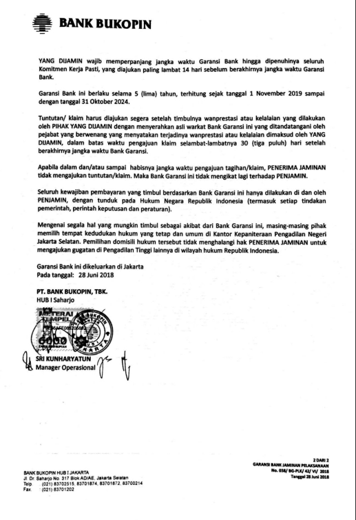 Contoh Bank Garansi - Simetri Indonesia